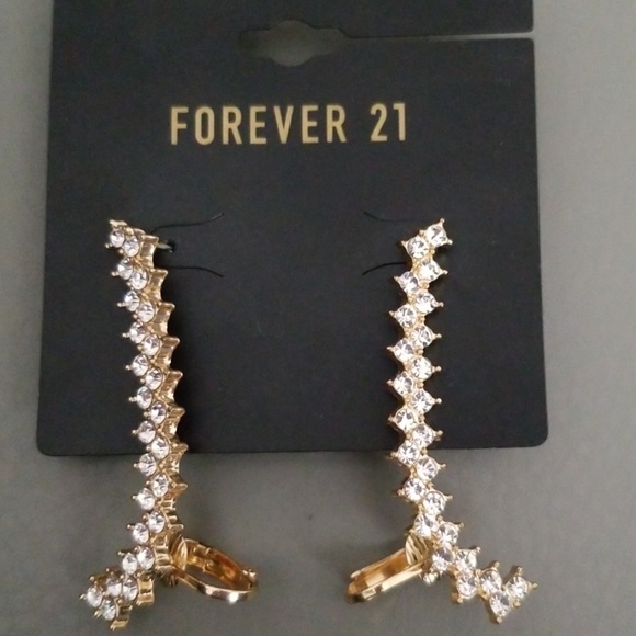 Forever 21 | Jewelry | Rhinestone And Gold Tone Earrings | Poshmark